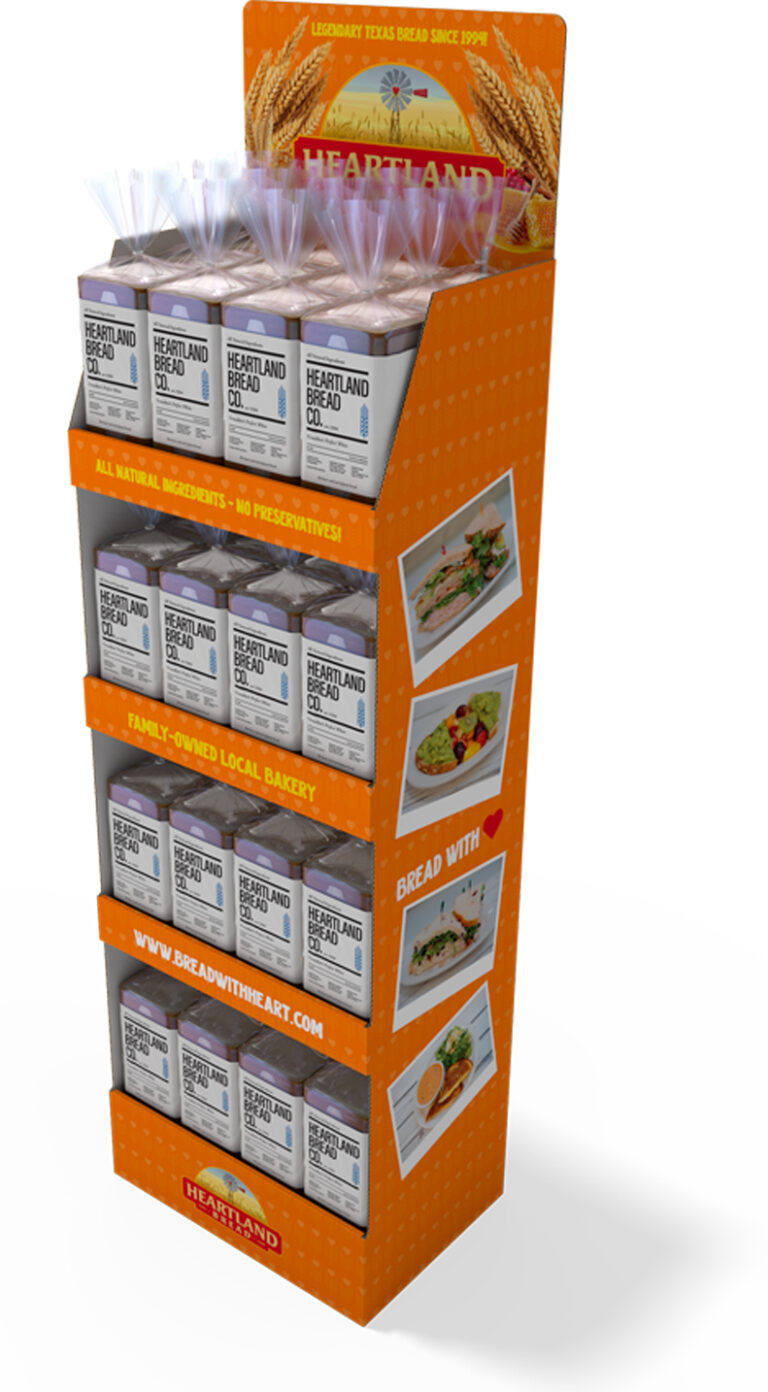 Supermarket Bread Display Stand custom size retail cardboard 4 shelf ...